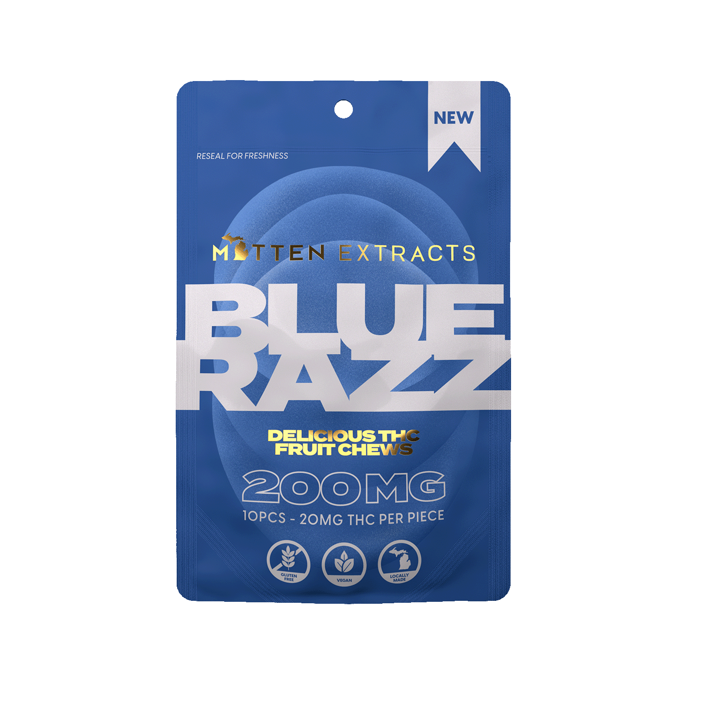 Blue Razz Infused THC Edible Gummies & Mitten Extracts