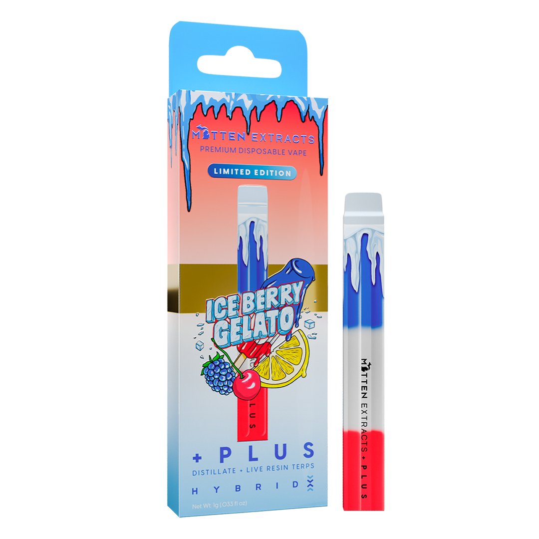 Ice Berry Gelato +Plus Disposable Vape 1g & Mitten Extracts